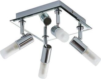 Lindby Plafonnier Salle De Bain Zela &agrave; intensit&eacute; variable (Moderne) en Argent M&eacute;tal e. a. pour de bain (&agrave; 4 lampes, G9) WC Luminaire Lampe Plafond Eclerage