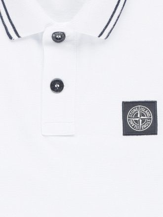 Stone Island Boys Polo Shirt White Cotton T-shirts And Polos