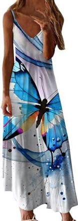 Generic Robes amincissantes pour femme, robe d&eacute;t&eacute; imprim&eacute;e, jupe longue, blanc, XXL