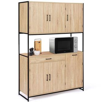 IDMarket Buffet de cuisine 120 CM DETROIT meuble 6 portes design industriel + tiroir