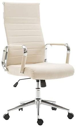 Clp Chaise De Bureau Kolumbus Tissu I Fauteuil De Direction Ergonomique I Confortable pour Les Longues Journ&eacute;es De Travail, Couleur:cr&egrave;me