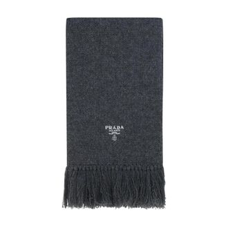 Prada Cashmere Logo Scarf - - Accessories - Herren - Grau - ONE SIZE