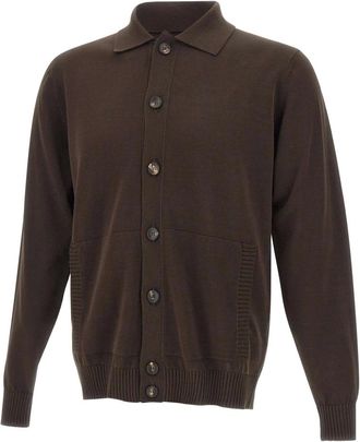 FILIPPO DE LAURENTIIS Homme, Pulls, Brun, Taille: 4XL Polo Collar Cardigan
