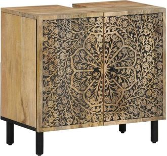 vidaXL Armoire lavabo de salle de bain bois massif de manguier