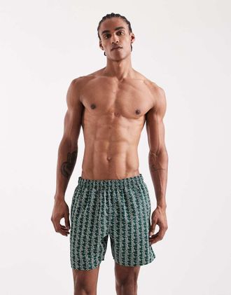 Lacoste Short de bain &agrave; monogramme - Vert
