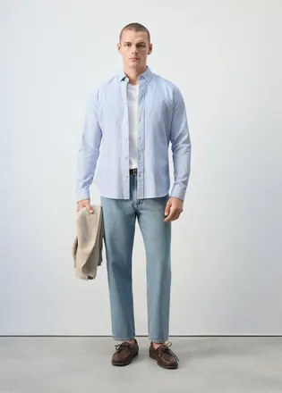 Mango Chemise 100 % coton rayures bleu marine fonc&eacute; - Homme - XXL - MANGO MAN