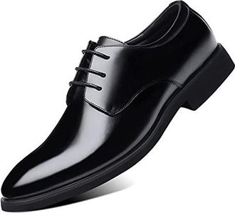 Generic Chaussures habill&eacute;es for Hommes, Derbies &agrave; Lacets et Bout Rond, en Cuir v&eacute;gan, Talon Bloc antid&eacute;rapant.(Black Taller,40 EU)