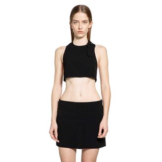 Courr&egrave;ges Double Buckle Crepe Bra