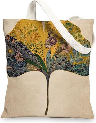 Generic Sacs fourre-tout en toile à motif floral, réutilisables, vintage, respectueux de lenvironnement, légers et lavables, pour voyage, plage, pique-nique, 