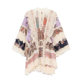Zimmermann Mehrfarbige Spitzenbesatz Knielanges Kleid - - Dresses - Damen - Mehrfarbig - M