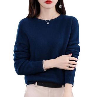 Generic Nouveaux pulls en cachemire pour femmes, manches longues, col montant, pull en laine pour lautomne et lhiver, pull en tricot doux et l&eacute;ger, noir fonc&eacute;