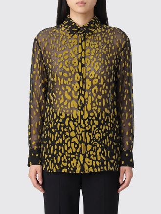Ferragamo Chemise en m&eacute;lange de soie &agrave; imprim&eacute; animalier et col fran&ccedil;ais