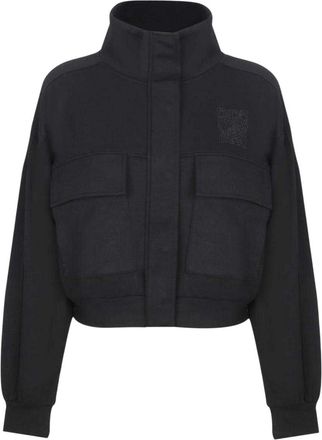 Biba Kurzes Sweatshirt f&uuml;r Damen, Weiter Stehkragen (Schwarz)