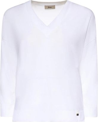 Herno Femme, Pulls, Blanc, Taille: 38 FR Lyocell and Cotton Jersey Sweater