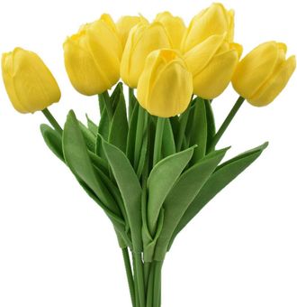 F5 10 Stück Künstliche Tulpen Seidenblumen Seidenblumen für Hochzeitssträuße, Party, Heimdekoration (Gelb)