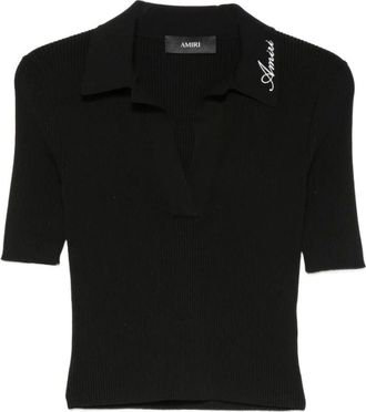 Amiri Femme, Pulls, Noir, Taille: 36 FR Polo en Tricot C&ocirc;tel&eacute;