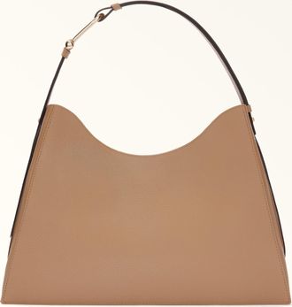 Furla Nuvola Schultertasche L Deserto Beige Genarbtes Kalbsleder Damen