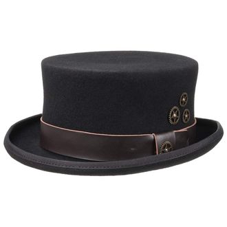 Conner Hats Conner Hut Filzhut Steampunk Zylinder Damen/Herren - Wollfilzhut Herrenhut mit Lederband, Einfass Herbst Fr&uuml;hjahr Winter Sommer Fr&uuml;hling-Sommer Herbst