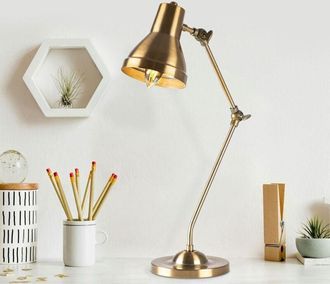 Pier Import Lampe de bureau articulée vintage, finition dorée SILE