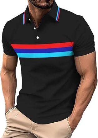 Generic Pantalon de golf pour homme Polo de golf Haut de golf Cadeaux pour hommes Manches courtes Revers Couleur Bouton Top T-shirt à manches courtes Polos po