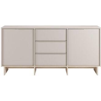 DRAWER Buffet 2 portes 3 tiroirs en bois et m&eacute;tal L176cm - Beige - Harriet