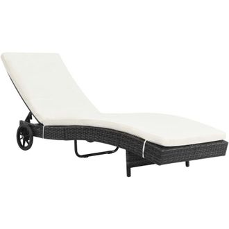 vidaXL Sonnenliege mit Rollen und Auflage Poly Rattan Schwarz Vidaxl