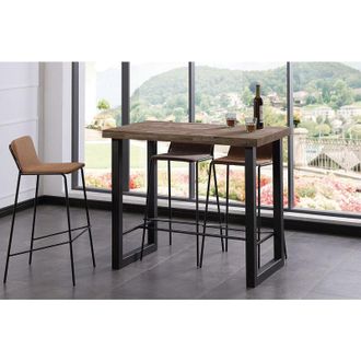 PEGANE Table haute en bois coloris ch&ecirc;ne am&eacute;ricain / pieds noir - Longueur 120 x profondeur 70 x Hauteur 100 cm -PEGANE