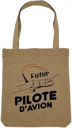 Fabulous Sac Shopping Tote Bag Aspect Lin - Futur Pilote dAvion M&eacute;tier de R&ecirc;ve Ciel - Sac de Courses Toile Epaisse 360g Beige Naturel Cabas Port&eacute; Epaule Solide
