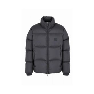 Emporio Armani Nylon Daunenjacke mit durchgehendem Rei&szlig;verschluss und gummiertem Logo-Patch - - Jackets - Herren - Schwarzk - 3XL