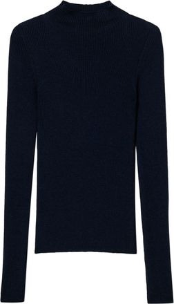 Twin-Set Nahtloser Pullover mit Stehkragen - Schwarz