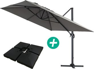 Habitat et Jardin Parasol jardin d&eacute;port&eacute; Alu Sun 4 - Rectangle - 3 x 4 m - Gris - Dalles &agrave; lester incluses