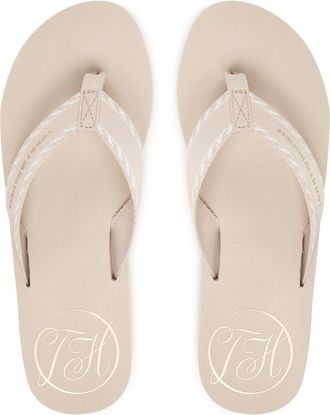 Tommy Hilfiger Zehentrenner Tommy Hilfiger Webbing Beach Sandal FW0FW09038 &Eacute;cru