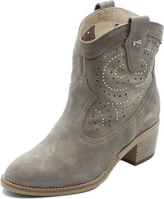 Nero Giardini E615121 Velour Cr&egrave;te Bottines pour femme en daim avec talon, Cr&egrave;te, 38 EU