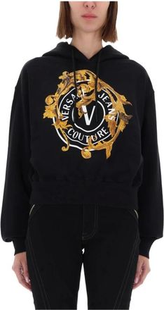 Versace Jeans Couture Femme, Sweatshirts et sweats &agrave; capuche, Noir, Taille: 38 FR Baroque Logo Sweat &agrave; capuche