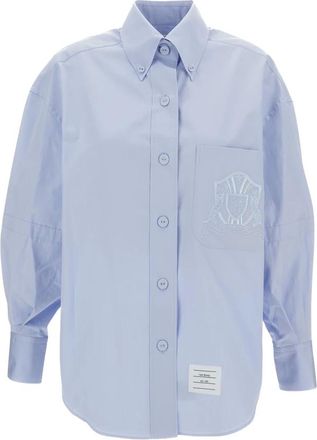Thom Browne Femme, Blouses et Chemises, Bleu, Taille: 34 FR Camicia Supersized