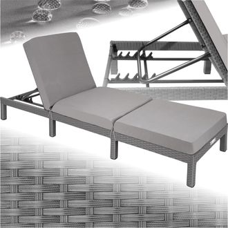 TecTake Polyrattan Sonnenliege mit 6-Fach höhenverstellbarer Rückenlehne, Outdoor Daybed mit bequemer Polsterauflage, Gartenliege Rattan für drinnen und drauß