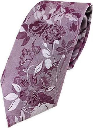 TigerTie Cravate - À fleurs - Homme Violet Lila Violett Grau Taille Unique