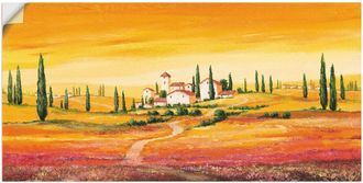 Artland ARTland Wanddeko Wandtattoo selbstklebende Vinylfolie 60 x 30 cm Landschaften Europa Italien Malerei Orange Traumhafte toskanische Landschaft A5HC
