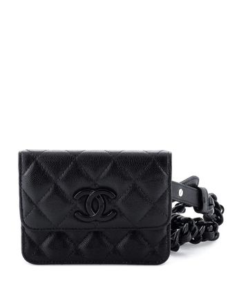 Chanel My Everything Flap Card Holder Quilted Caviar belt bag - Noir