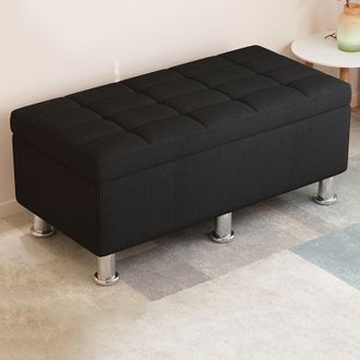 Generic Ottomanenbank mit Stauraum - Gepolsterte Schuhbank aus Leinen und Leder mit verstecktem Fach, Bettbank for Schlafzimmer und Wohnzimmer(Linen K,120x40x