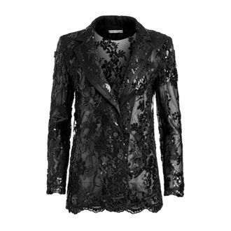 Alice & Olivia Einknopf-Spitzenblazer - - Jackets - Damen - Schwarzk - XS