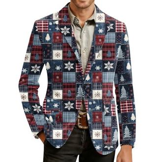 Generic Costume pour homme Costumes et vestes pour homme Blazer de Noël festif en sucre dorge imprimé coeur simple boutonnage Veste de costume pour les loisir