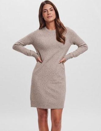 Vero Moda Strickkleid VERO MODA VMDOFFY LS O-NECK DRESS GA NOOS, Damen, Gr. XS, N-Gr, beige (sepia tint detail:melange), Strick, Obermaterial: 94% Polyester, 3%