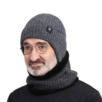 Generic Accessoires dhiver pour hommes, ensemble d&eacute;charpes de bonnet dhiver, ensemble de bonnets ch&acirc;le Infinity &eacute;pais | Couvre-chefs dhiver, bonnets souples c