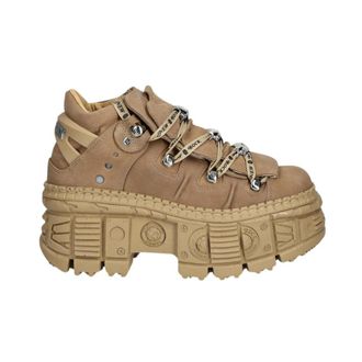 New Rock Plateau-Schn&uuml;rstiefelette - - Shoes - Damen - Beige - 40 EU