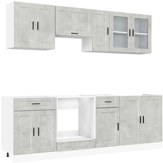 vidaXL 8-tlg. K&uuml;chenschrank-Set Kalmar Betongrau Holzwerkstoff - Vidaxl