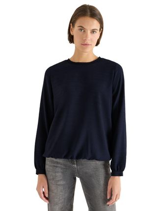 Cecil Bluse mit Smock-Ausschnitt universal Blue XXL