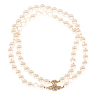 Vivienne Westwood Femme, Accessoires, Jaune, Taille: ONE Size Collier de Perles avec Fermeture Orb