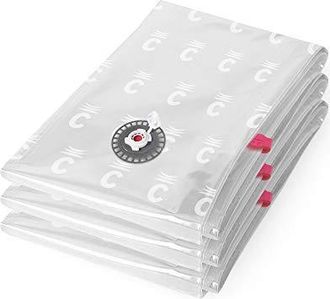 Compactor ASPISPACE XL Vakuum-Kompressionsbeutel, Set aus 3, Transparente Vakuumbeutel, 80x130 cm, Wiederverwendbar bis zu 100 Mal