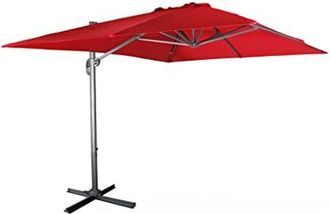 Alice's Garden Parasol d&eacute;port&eacute; rectangulaire 3x4m - Wimereux - rouge- Parasol excentr&eacute; inclinable dans 55 positions. rotatif &agrave; 360&deg;